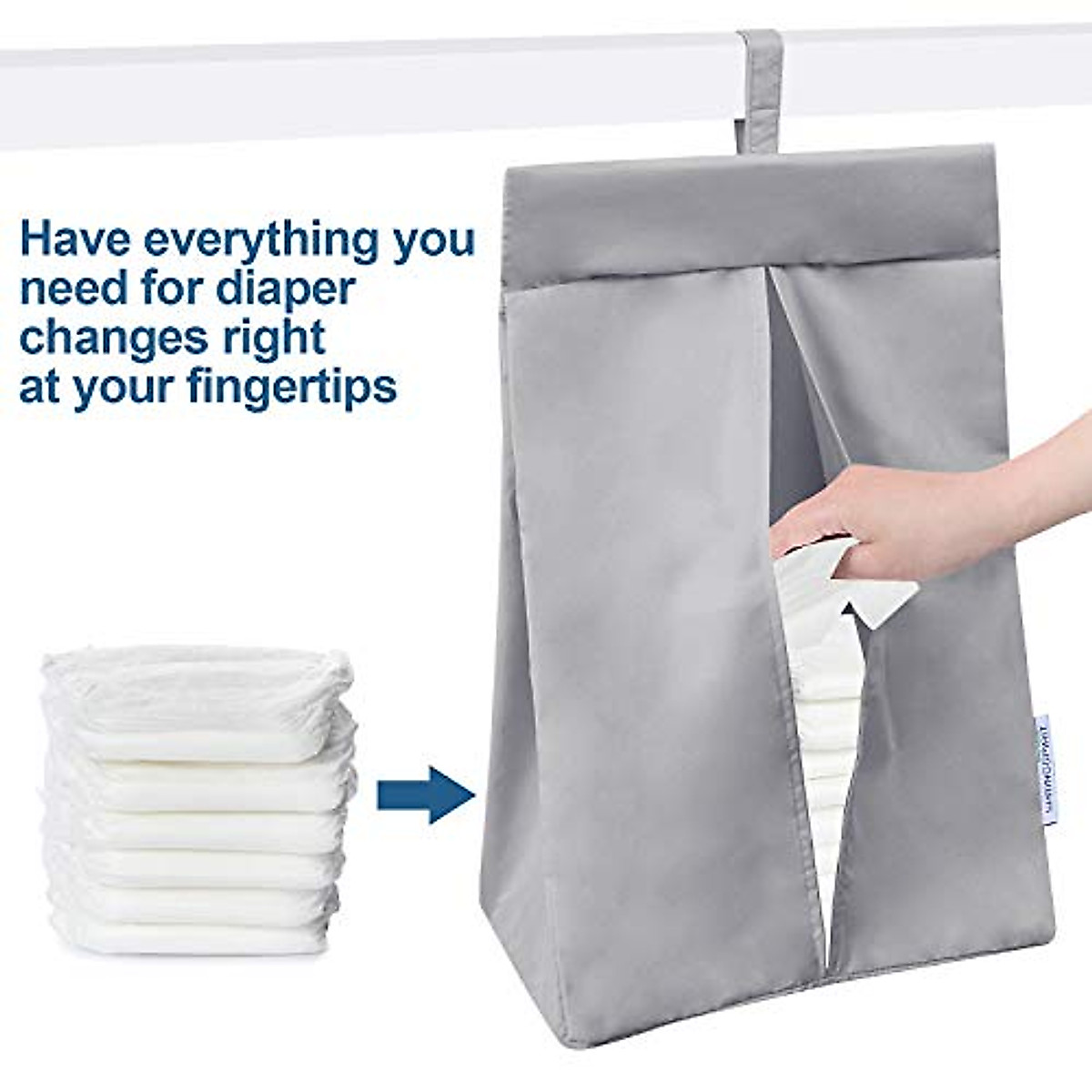 SPRINGSPIRIT Diaper Stacker Diaper Caddy Organizer Easy Access & Dustproof Diaper Bag Portable Hand Free Diaper Holder for Adults or Nursery, Light Grey Diaper Stacker