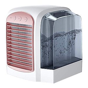 Mini Personal Air Cooler, USB Compact Coolers, Portable Fan Cooler with water tank, for Home Office Bedroom Garden Outdoors, Eco Friendly (pink)