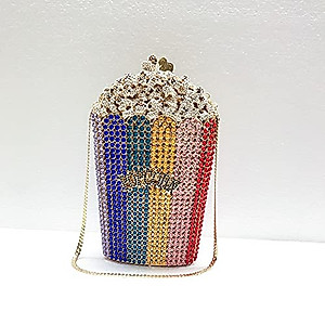 Worldstore Luxury Clutch Rainbow Gradient Popcorn Sharp Handbag Crystal Shining Evening Bags for Girls Shoulder Bags Crossbody Bags, Multicoloured