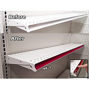 Decorative Gondola Shelving Pre Cut Vinyl Insert Strips 48" x 1.25" Shelf C-Channel, Red, 100 Pack