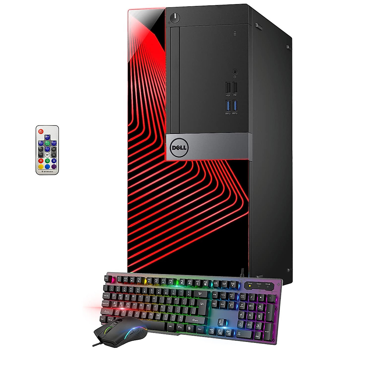 Dell OptiPlex Gaming Tower RGB Lights Computer Intel Core i5 8500 8th Gen Processor Up to 4.10GHz - Radeon RX 550 4GB - 16 GB RAM 512GB M.2 NVME - Windows 11 Pro - WiFi - Bluetooth (Renewed)