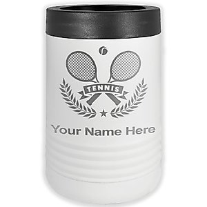 LaserGram Double Wall Insulated Beverage Can Holder, Tennis Rackets, Personalized Engraving Included (Standard Can, White)