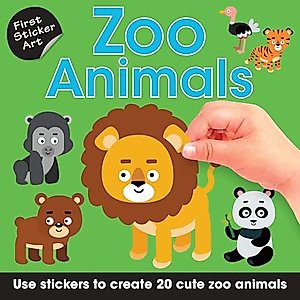 First Sticker Art: Zoo Animals: Color By Stickers for Kids, Make 20 Animal Pictures! (Perfect Christmas Gift, Stocking Stuffer for Ages 3+)