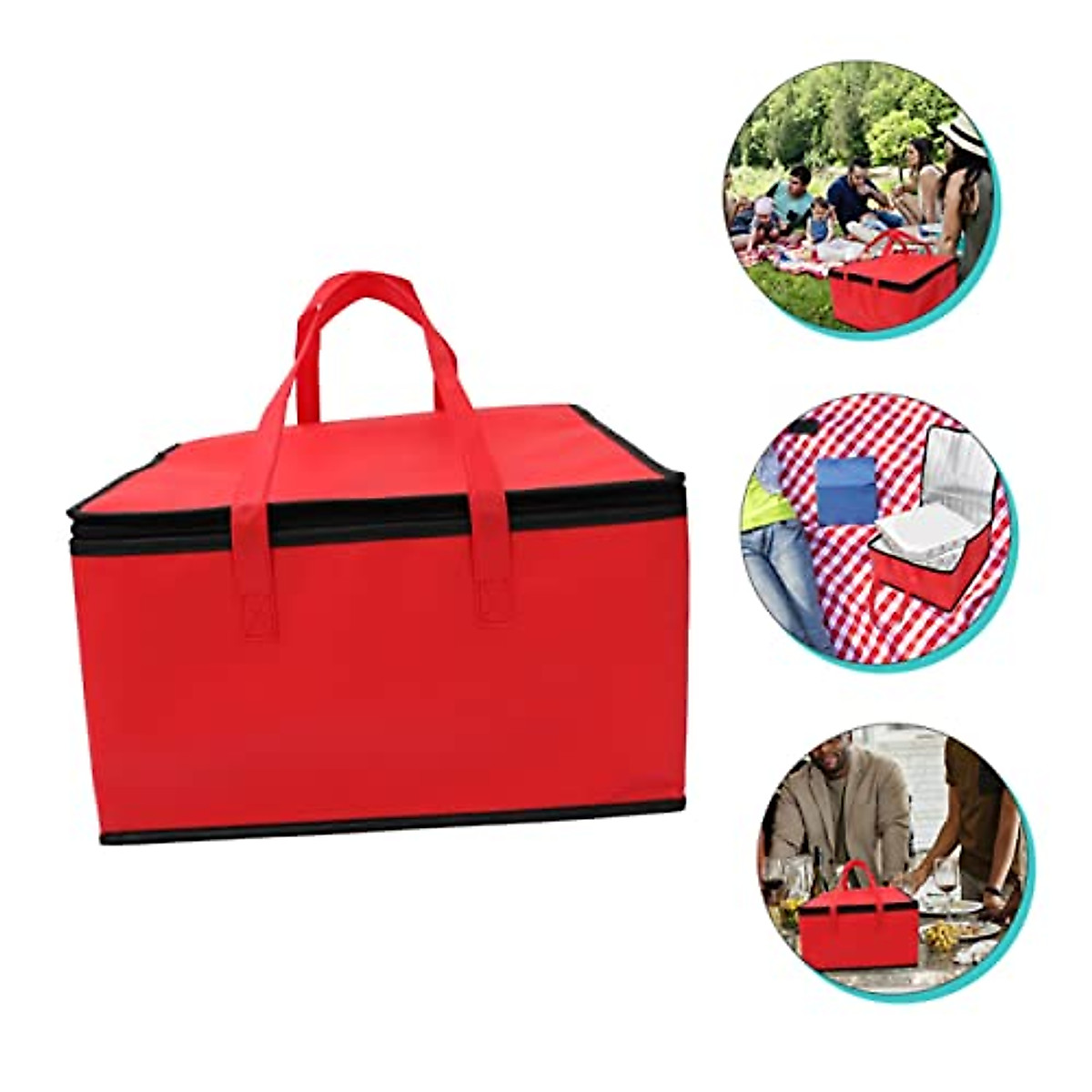 UPKOCH Large Insulated Lunch Bag Insulation Bags Shopping Tote Lunch Bag Large Zippered Tote Bag Keep Warm Groceries Bag Pizza Warmer Bag Food Cooler Bag Jumbo Insulated Pouch Food