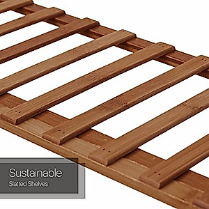 MoNiBloom Folding Shoe Stand, Bamboo Stackable Shoes Shelf Storage Organize for 21-25 Pairs Installation-Free for Entryway, Hallway Bedroom, Brown