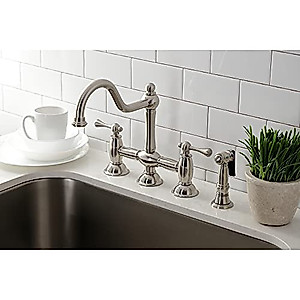 Kingston Brass KS3798BLBS Restoration Bridge Kitchen Faucet, Brushed Nickel