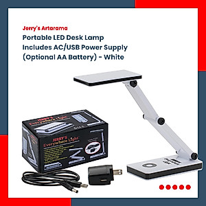 Jerry's Everywhere Flexible Portable 24 LED Task Lamp, 3 Adjustable Dimmable Levels Includes AC/USB Power Supply (Optional AA Battery)