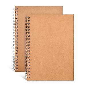 KeLiTi Blank Spiral Notebook with Soft Cover,Blank Journal,Blank Sketch Book Pad, Wirebound Notebook Planner Memo Notepads Diary with Unlined Paper,100 Pages/ 50 Sheets, 7.5 inch x 5.1 inch (Brown)
