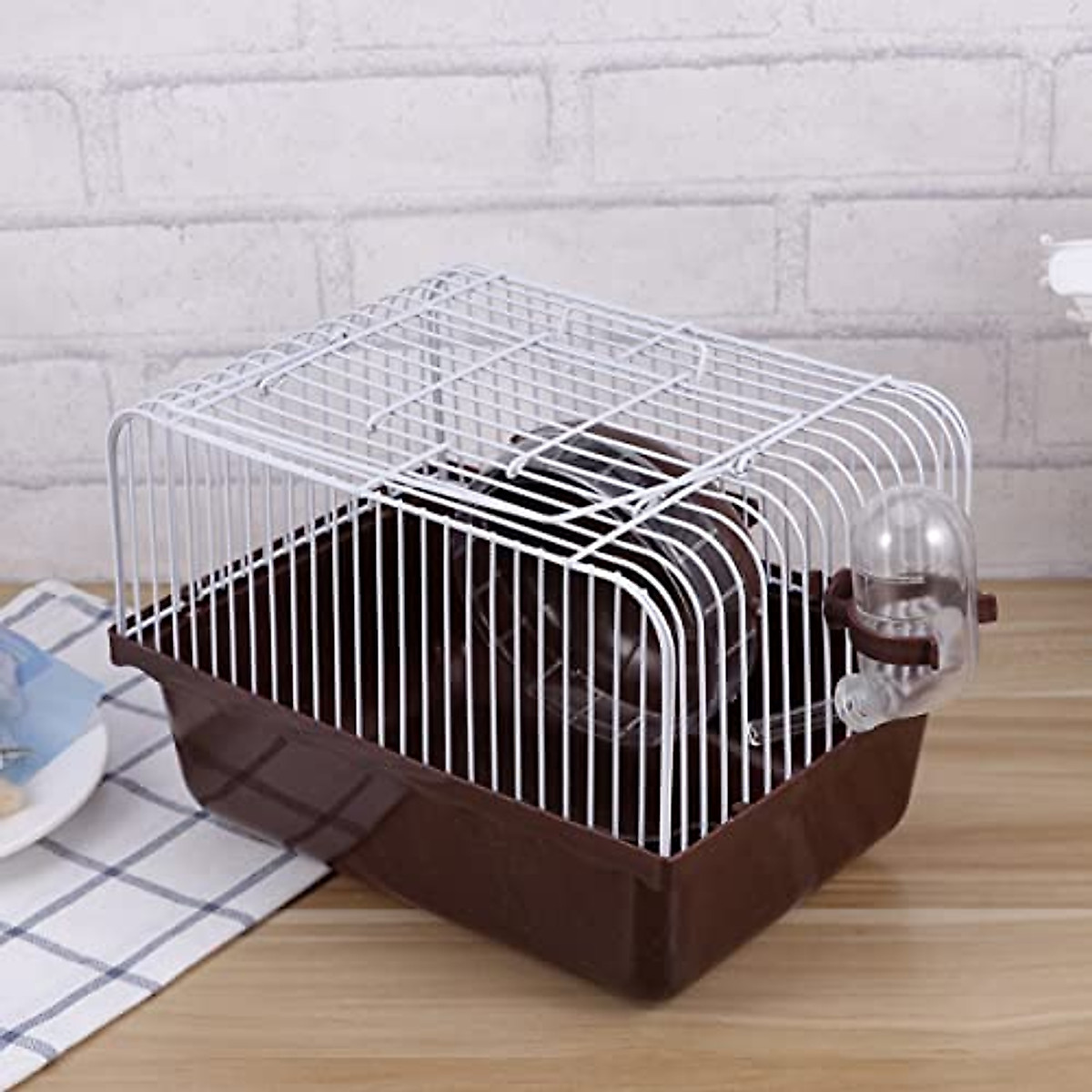 Gerbil Carrier Hamster Cage Portable Travel Rat Cage with Handle Gerbils Cages Small Animal Carry Case Pets House Habitats for Going Out Traveling (Coffee) Chinchilla Carrier