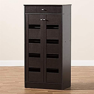 Baxton Studio Acadia Shoe Cabinet in Wenge Brown
