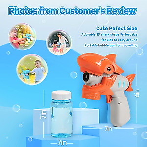 2 Bubble Gun for Kids,Light-Up and Musical Automatic Shark Bubble Blower Toys with 4 Bubble Solution,Fun Summer Outdoor Party Gift for 4 5 6 7 8+ Years Old Toddlers Boys Girls Bubble Maker Machine