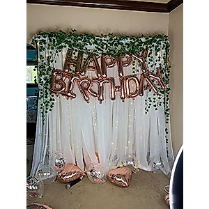 White Tulle Backdrop Curtain with Lights String for Parites 10×8ft Sheer Backdrop Curtains White Curtain Backdrop for Wedding Baby Shower Birthday Party Photo Shoot Decorations(2 Panels 10ft×8ft)