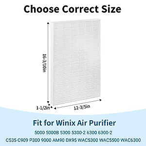 Improvedhand C535 Filter Replacement 115115 Filter A Fit for Win-ix Plasma-wave Air Purifier Models 5000 5000b 5300 5300-2 6300 6300-2 9000 Wac5300 Wac5500 Wac6300 Am90, 3 Pack True Hepa Filters