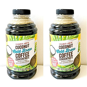 Trader Joe's Coconut Cold Brew Coffee Concentrate 473 ml. (Pack of 2 bottles)
