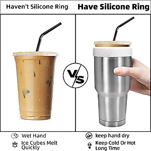 XccMe Iced Coffee Silicone Ring for Cold Beverages,Reusable Silicone Lid for 30oz Stainless Steel Tumbler,for YETI,RTIC,BJPKPK,for The Cup Mouth Diameter 3.9-4 inch (Marble)