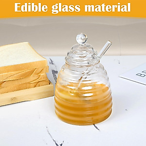 SlZKADY 15.5 Oz Honey Pot with Dipper and Lid,Glass Honey Jar,Honey Dispenser,Clear Glass Honey Container for Home Kitchen,Store Honey and Syrup,Easy to Clean