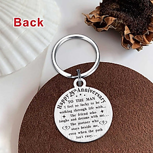 TANWIH 25th Wedding Anniversary Keychain Gifts, Best Husband Since 2000, 25 Year Anniversary Decoration for Him Men