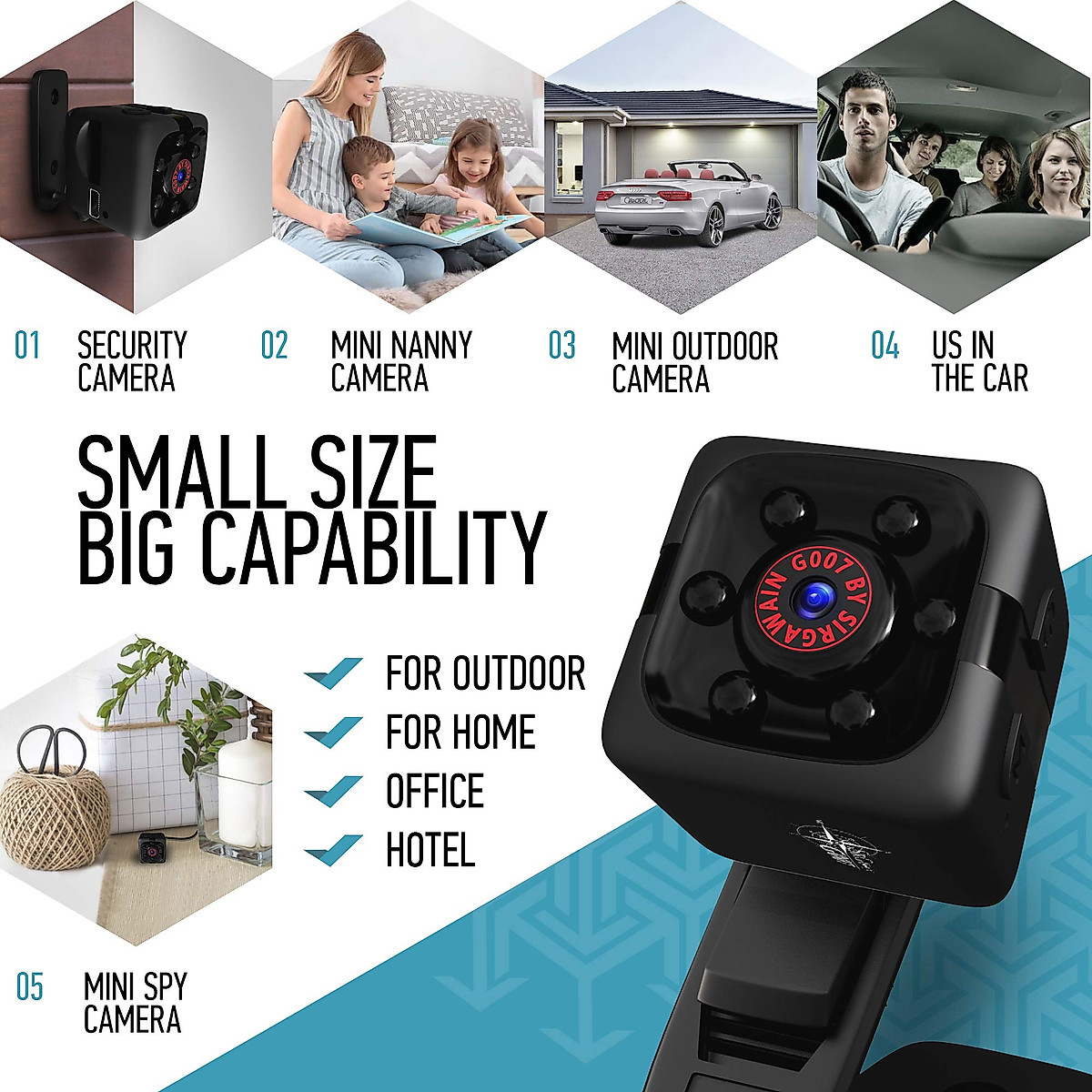 Mini Spy Camera 1080P Hidden Camera - Portable Small HD Nanny Cam with Night Vision and Motion Detection - Indoor Covert Security Camera for Home and Office - Hidden Spy Cam - Built-in Battery