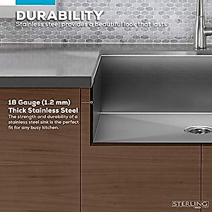 Kohler K-20022-PC-NA Sterling Ludington 32" Under Mount Single Bowl Kitchen Sink with Accessories, 32 inch, Stainless Steel