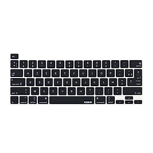 XSKN French Language Black Silicone Keyboard Cover Skin for Touch Bar Models 2019 New MacBook Pro 16 inch A2141 2020 New MacBook Pro 13.3 inch A2251 A2289 A2338 M1 Keyboard US & EU Common Version