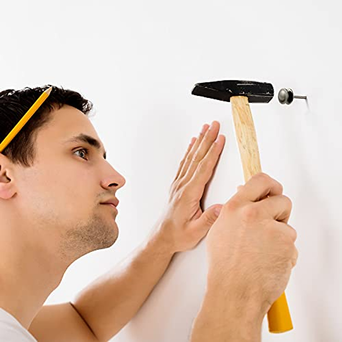 Hotop 25 Pieces Double Headed Picture Hangers Nails Small Head Hanging Nails Picture Photo Hanging Hook Pins Decorative Nail Hook Hangers for Home Office School (Black), as shown