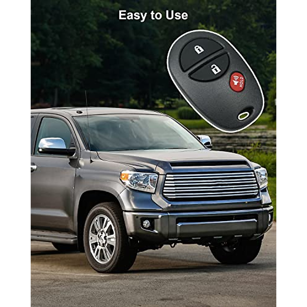 Key Fob Keyless Entry Remote fits for Tacoma Tundra Sienna Sequoia Highlander 2004-2015 Replacement Remote Control 3 Buttons Car Key FCC: GQ43VT20T-2 Packs Set of 2