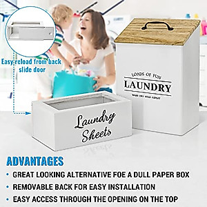 Unistyle Dryer Sheet Holder & Lint Bin Set,Wooden Dryer Sheet Dispenser,Magnetic Lint Bin for Laundry Room Organization and Storage,Fabric Softener Dispenser Laundry Pods Container for Laundry Decor