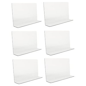 iplusmile 6Pcs Clear Shelf Dividers Closet Shelf Organizer L Shape Divider Separator Clapboard Plastic Shelf Dividers for Storage Bedroom Office Store Cabinets Shelf