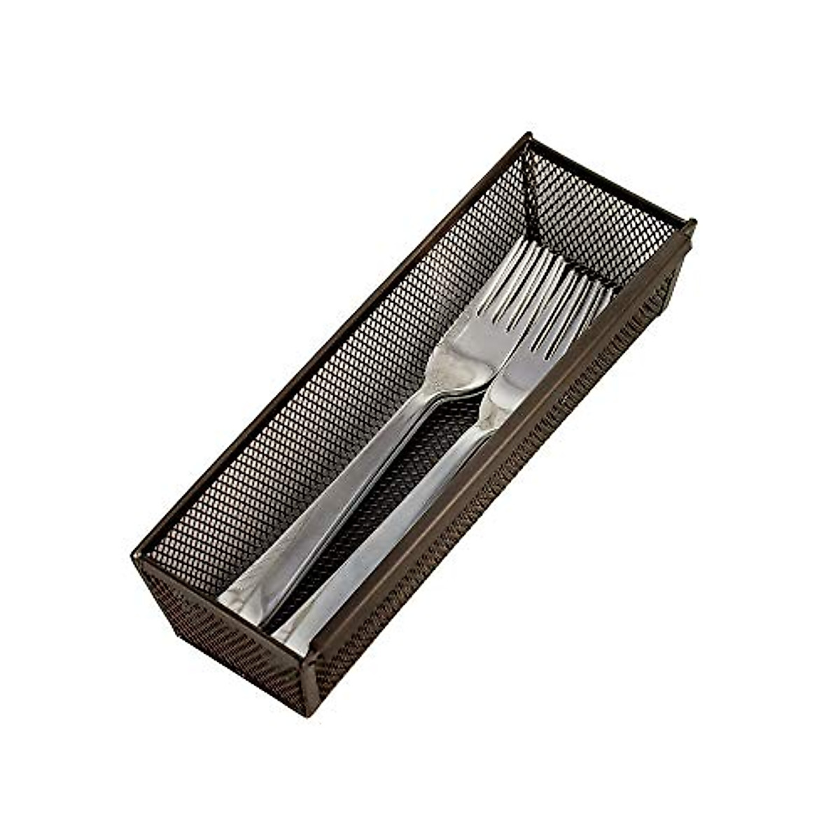 Smart Design Drawer Organizer - 9 x 3 Inch - Steel Metal Mesh Tray - with Interlocking Arm Connection - Utensils, Silverware, Organization - Kitchen - Bronze