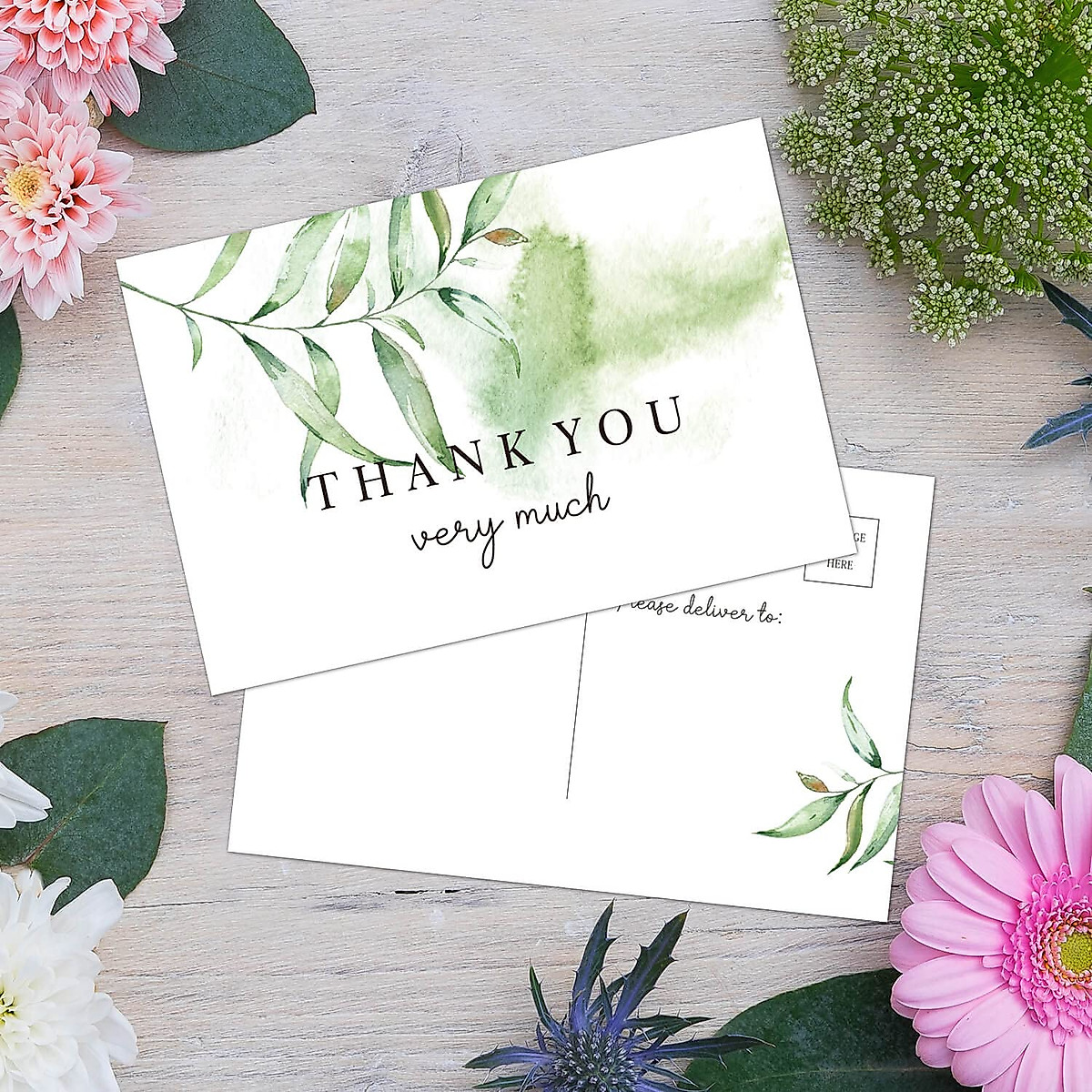 TENTADO Thank You Postcards, Blank with Mailing Side, thank you cards for Wedding, Baby or Bridal Showers, Birthday, Graduation, Parties, Business, Blank Postcards (Set of 50) 4" x 6"