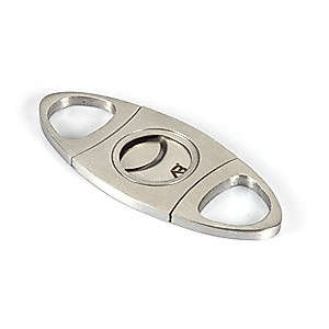 Alaska Bear® Cigar Cutter Stainless Steel Guillotine Double Cut Blade in Black Gift Pouch