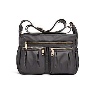 Crossbody Bags for Women,SHINON Multi Pocket Shoulder Bags, Lightweight Nylon Waterproof Casual Travel Purse Messenger Bags. (Grey)