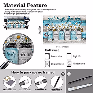 God Says You Are Wall Art - Daisy Wall Decor - Christian Inspirational Encouragement Gifts for Women - Butterfly Picture Living Room Bathroom Bedroom Office Home Decor (Daisy Flower,12x16 inch Unframe)…