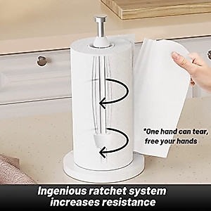 VEHHE Paper Towel Holder, Marble Paper Towel Holder Countertop Heavy Weighted, Paper Towel Stand with Suction Cups Free-Standing, Perfect Tear Paper Kitchen Towel Holder
