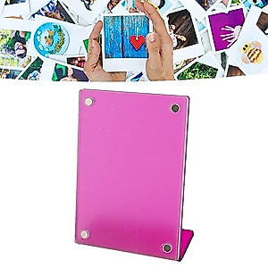 Slanted Back Photo Frame, Self Standing Photo Frame Durable Wide Application for Business Cards for Livingroom (Purple)