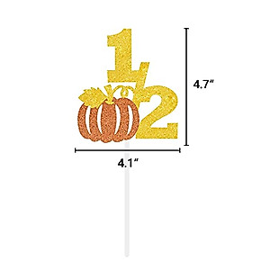 DOMOO OF DREAMS Pumpkin It's My 1/2 Birthday Banner Half Birthday Cake Topper 6 Months Photo Prop Halloween Fall Balloons Party Supplies Gold And Orange