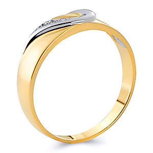 14k Two Tone Gold SOLID Engagement Ring and Wedding Band 2 Piece Set - Size 7