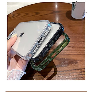 Eiyikof for iPhone 14 Pro Max Case with Bling Camera Lens Protector Cover Cute Sparkly Diamond Slim Clear Back & Glitter Bumper Silicone Shockproof Protective Case for Girls Women-Pink