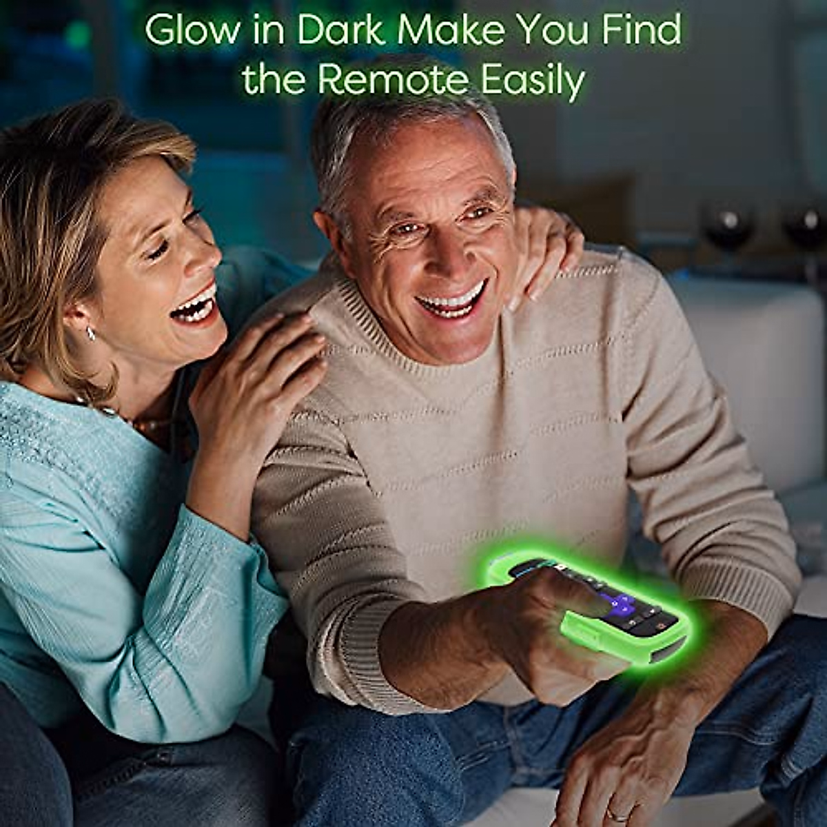 3 Pack Case for Roku Voice Remote Pro,Cover Roku Ultra 2020/2019/2018 Remote Control Silicone Protective Controller Back Sleeve Holder Replacement Skin New Protector-Glow Blue,Glow Green,Rainbow