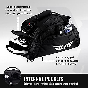 Elite Sports Warrior Series Boxing Mma Bjj Gear Gym Duffel Backpack Bag, Large