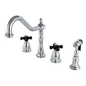 Kingston Brass KS1791PKXBS Duchess Widespread Kitchen Faucet, 8-1/2", Polished Chrome