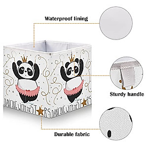 Kigai Panda Dancer Cube Storage Bins - 11x11x11 In Large Foldable Storage Basket Fabric Storage Baskes Organizer for Toys, Books, Shelves, Closet, Home Decor