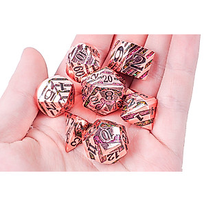 Copper Vein of Magic DND Metal Dice Set for Dungeons and Dragons Gifts, D&D, D and D, Pathfinder, Accessories, D20, Polyhedral, Resin Dice, Metal, Dice Tray, Tower, Bag, Box