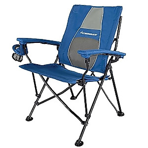 STRONGBACK Elite 2.0 Adult Camping Chair with Lumbar Support and Carry Bag, Navy/Grey