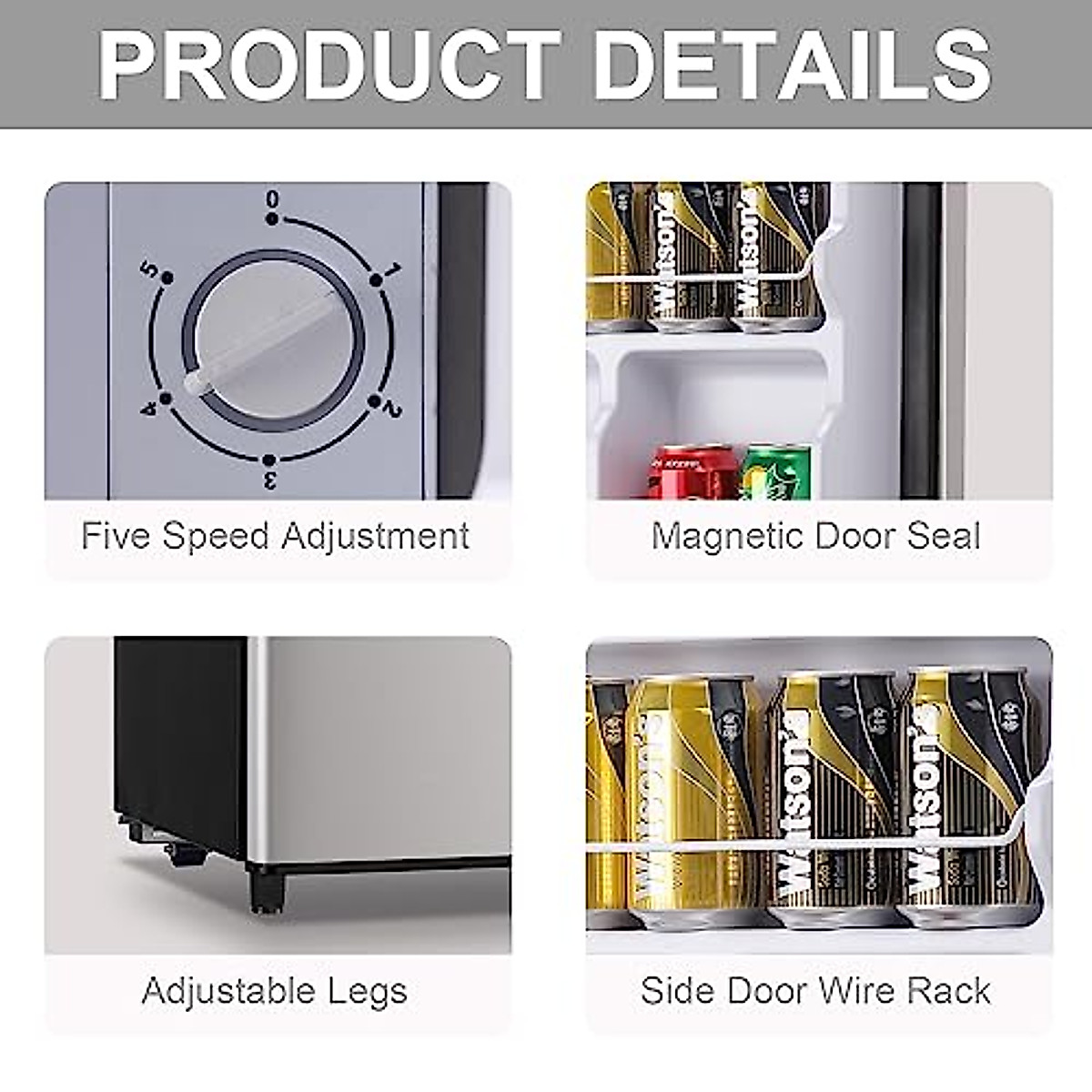WANAI Mini Refrigerator 3.2 Cu.Ft Single Door Fridge With Freezer with 5 TEMP Modes Adjustable Control for Home Kitchen Apartment Dorm Office, Silver