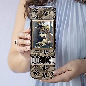 Hyturtle Personalized Picture Dog Dad Tumbler Gifts for Dog Lovers, Father's Day Cup Gifts For Men From Dogs, Best Birthday Gift Idea for Fur Dad - Custom Photo 20oz Stainless Steel Skinny Tumbler