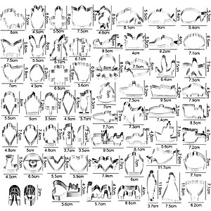 108 Pcs Metal Cookie Cutters Set Stainless Steel Biscuit Cutter Molds Include Heart Star Round Flower Vehicle Sea Creatures Alphabet Numbers Ice Cream Cone Fruit Shapes Cookie Cutters for Baking