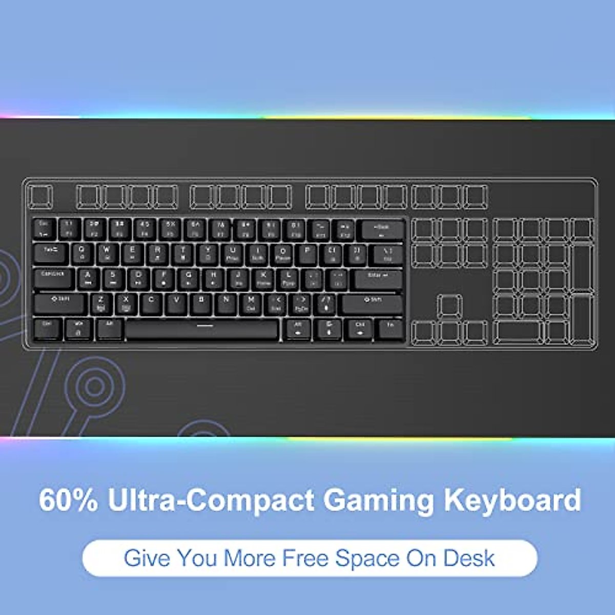 DIERYA 60% Mechanical Keyboard, DK61se Wired Gaming Keyboard with Red Switches,LED Backlit Ultra-Compact 61 Keys Mini Office Keyboard for Windows Laptop PC Gamer Typist（Black）