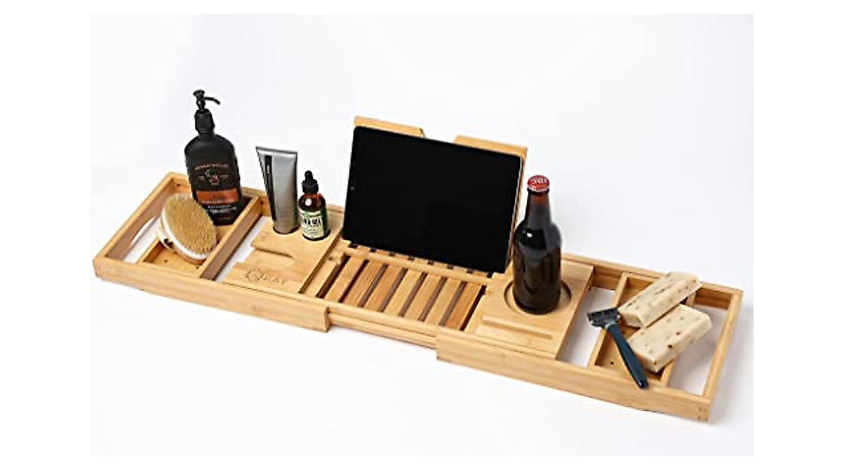 Luxury Bamboo Bathtub Caddy Tray for Relaxing Baths