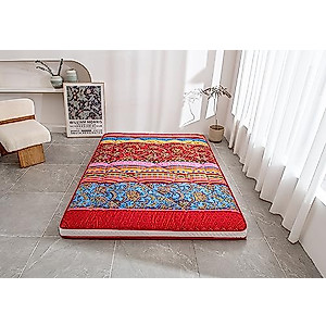 Heimorn Japanese Floor Mattress Futon Mattress, Thicken Sleeping Mattress Foldable & Portable Roll up Camping Mattress, Bohemia Yellow Twin